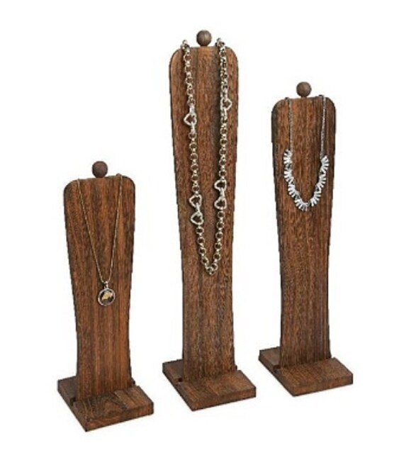 Single Necklace Displays Set of 3 Wood Gray Brown or - Etsy