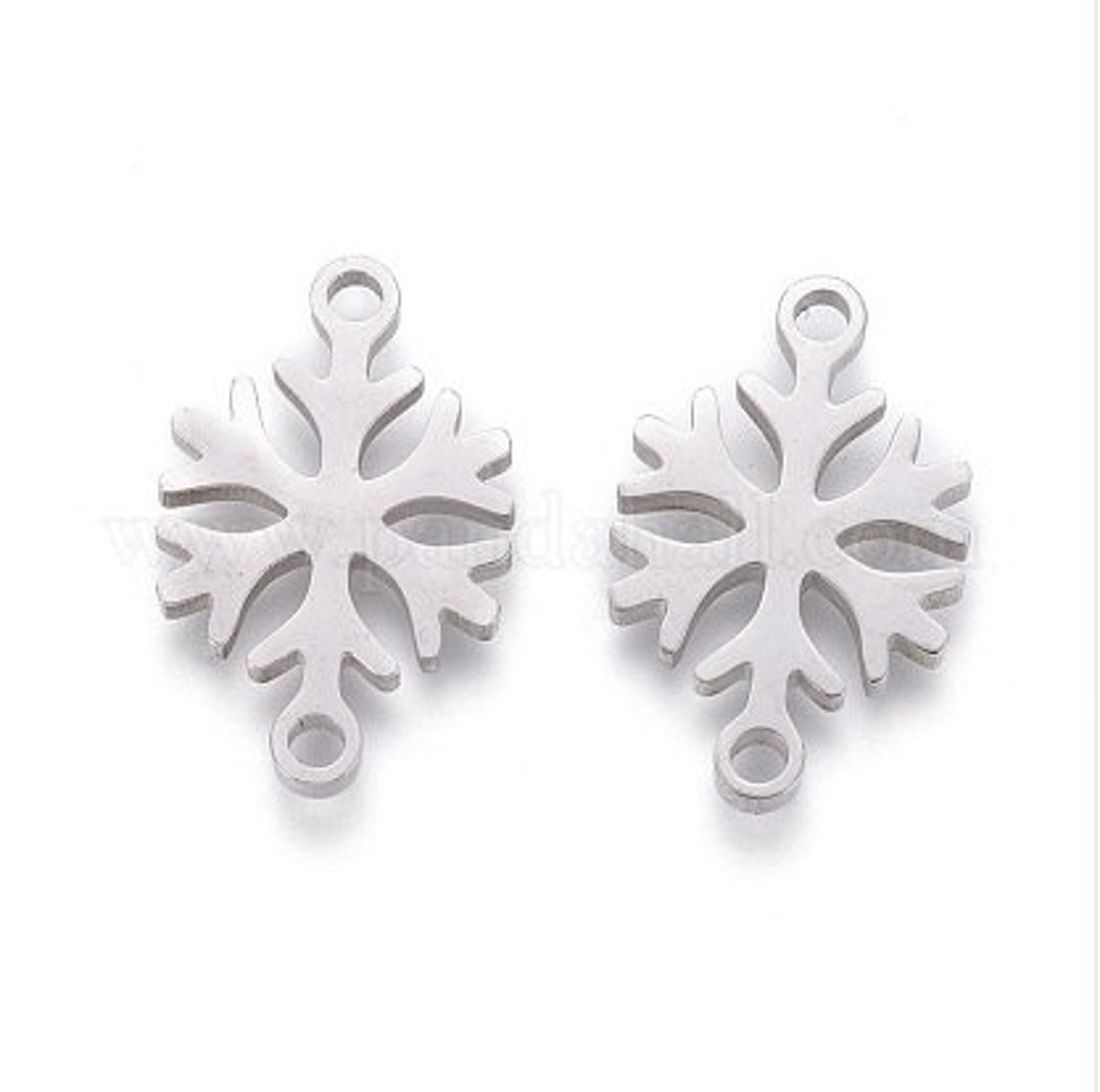 Stainless Steel Snowflake Links, Set of 10 - Etsy