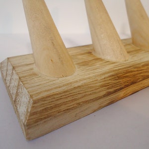 Wooden Ring Display, 6 Finger Ring Cones, 11" Wide, Natural With White ...