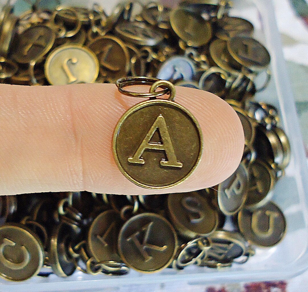 Alphabet Letter Charms, 4 Full Sets, Antique Bronze, Split Rings, 12mm ...