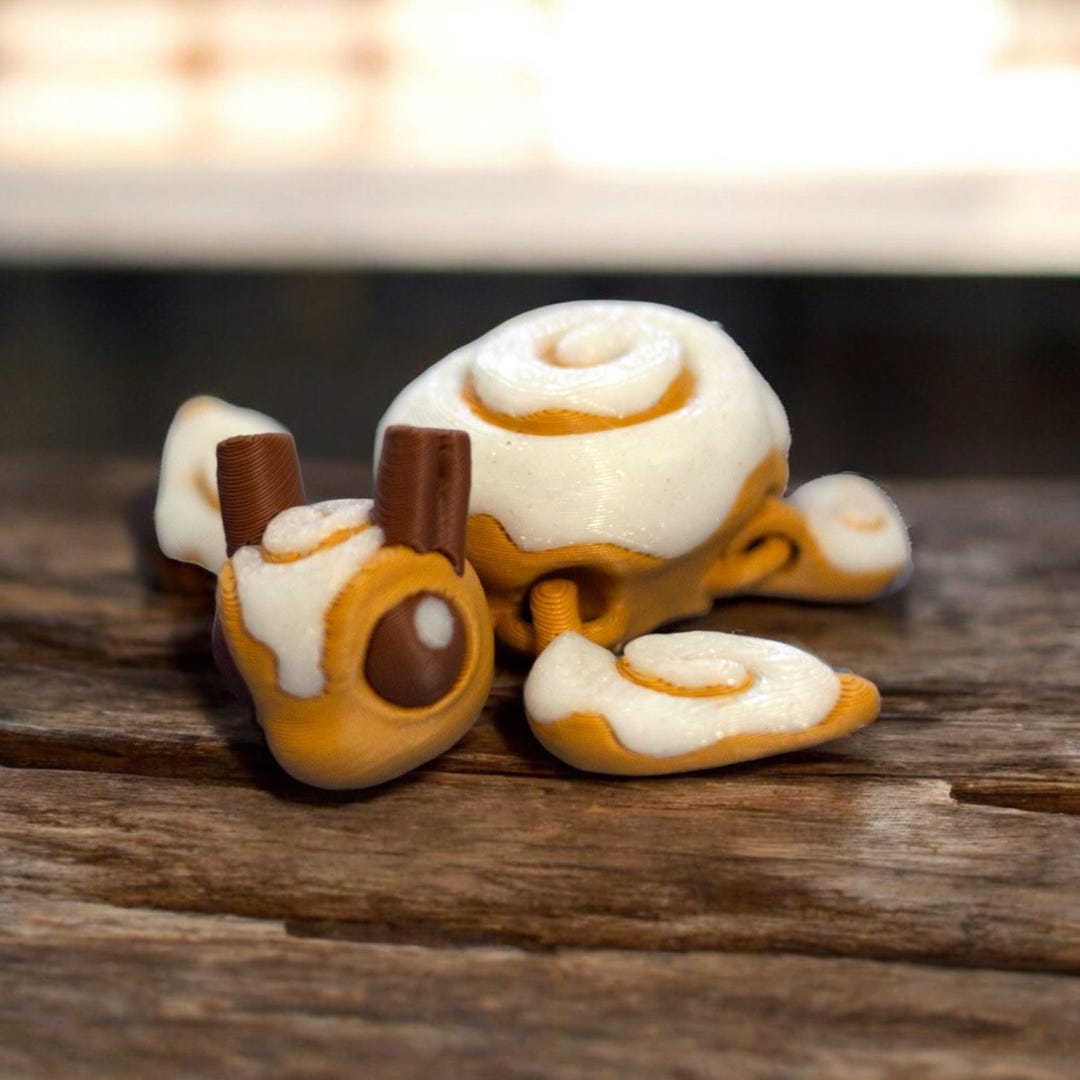 Cinnamon Roll Turtle Fidget Toy – Articulated– 3D Printed Desk Sensory ...