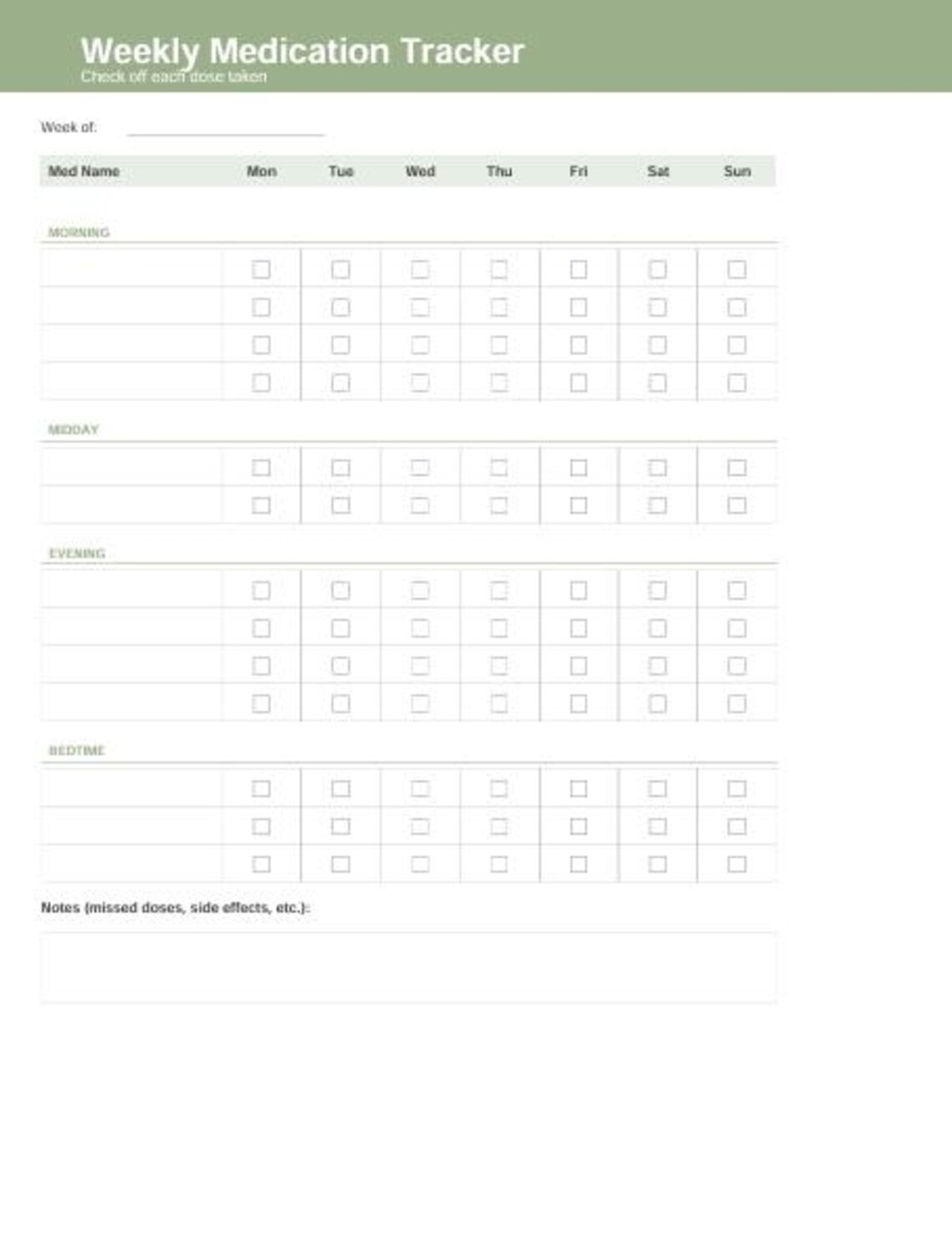 Medication Tracker Printable: Daily Pill Schedule, Refill & Side Effect ...