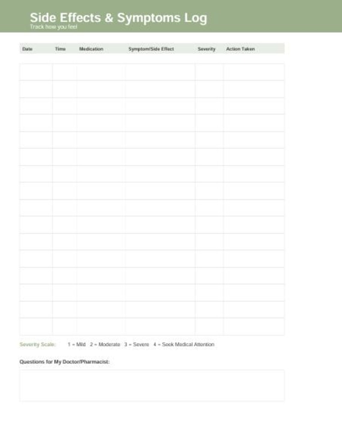 Medication Tracker Printable: Daily Pill Schedule, Refill & Side Effect ...