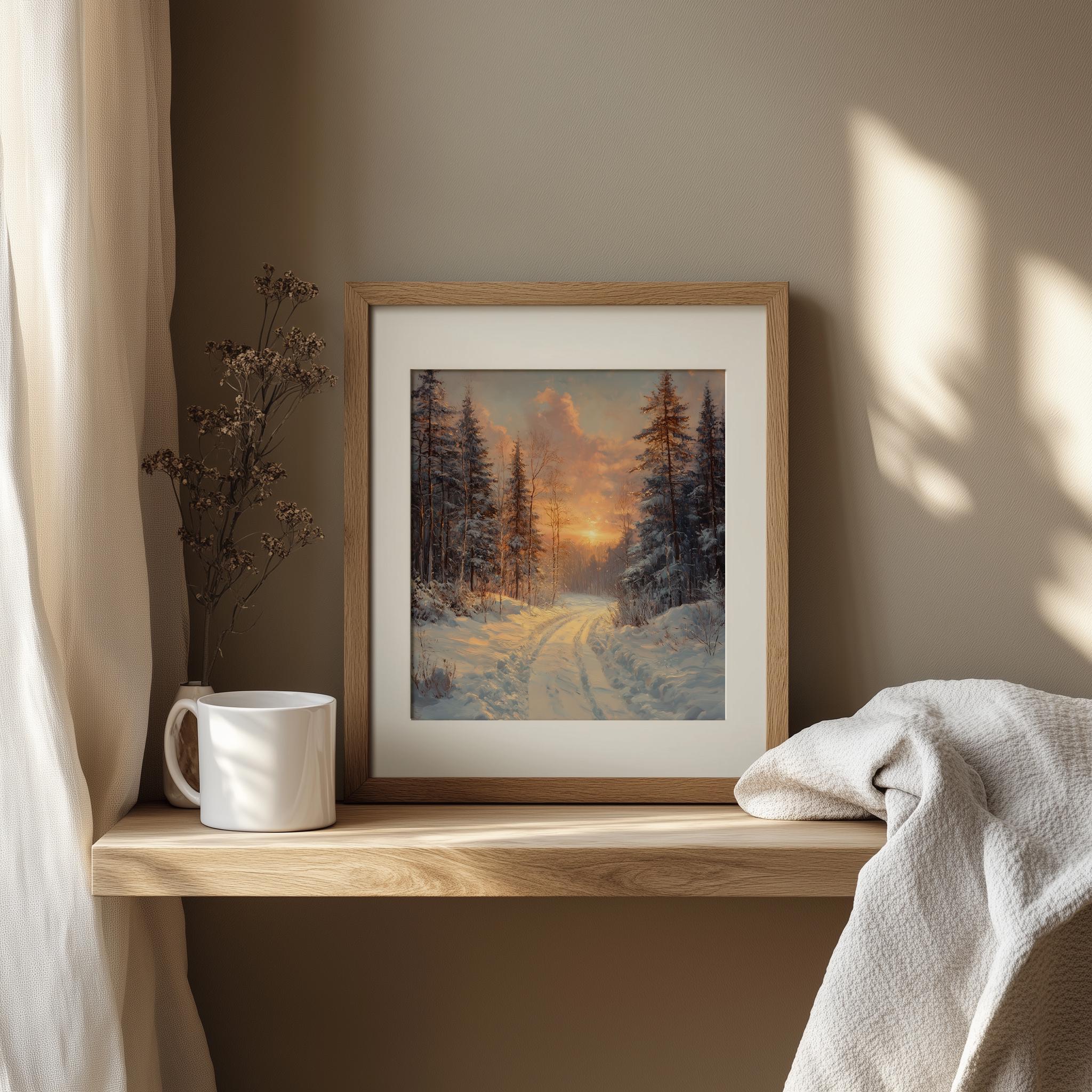 Winter Forest Path - PRINTABLE Snowy Landscape Wall Art, Rustic Pine ...