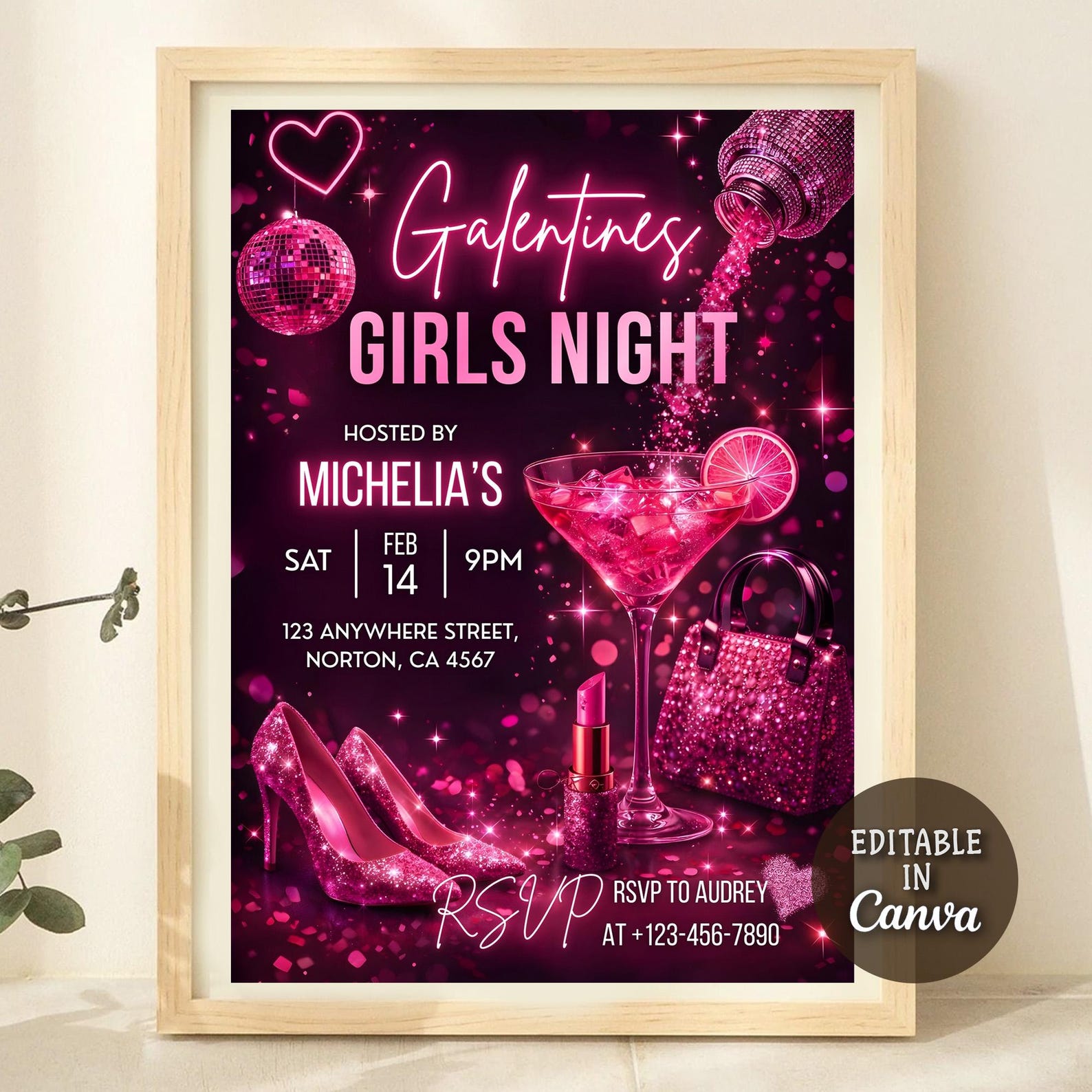 Galentine's Girls Night Invitation, Friends Valentines Dinner Invite ...
