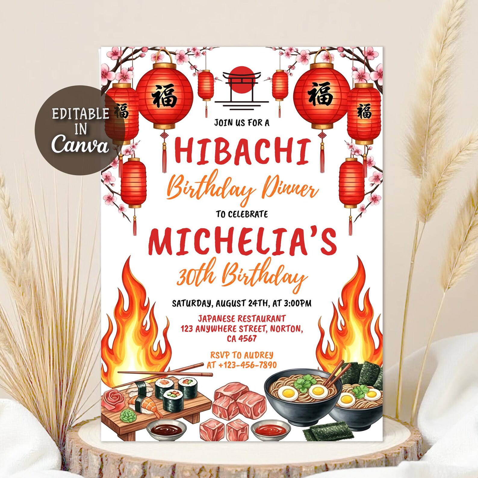 Hibachi Dinner Party Invitation, Hibachi Birthday Dinner, Japanese ...