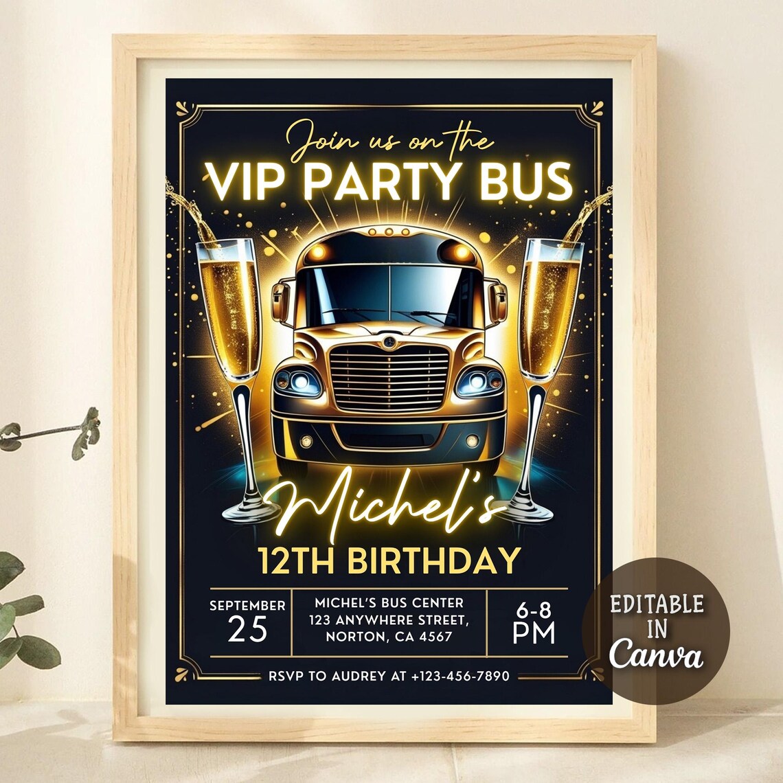 Party Bus Invitation, Party Bus Birthday Invite, Ladies Night, VIP ...