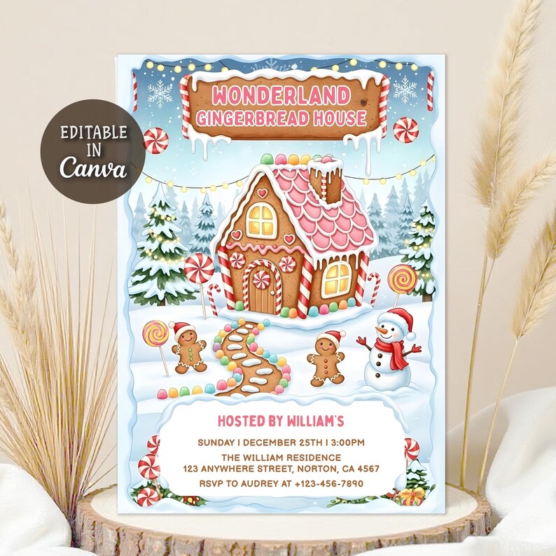 Gingerbread House Party Invitation, Fun Holiday Party for Kids ...