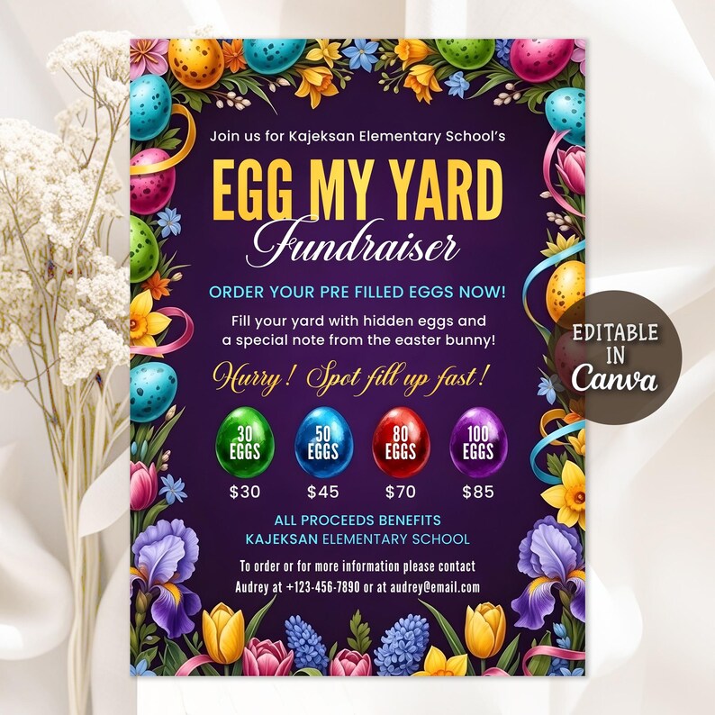 Egg My Yard Fundraiser Flyer, Easter Egg Hunt Event, School Easter ...