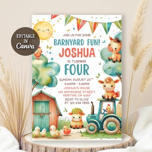 Farm Birthday Invitation, Farm Animals Party Invites, Barnyard Animals ...