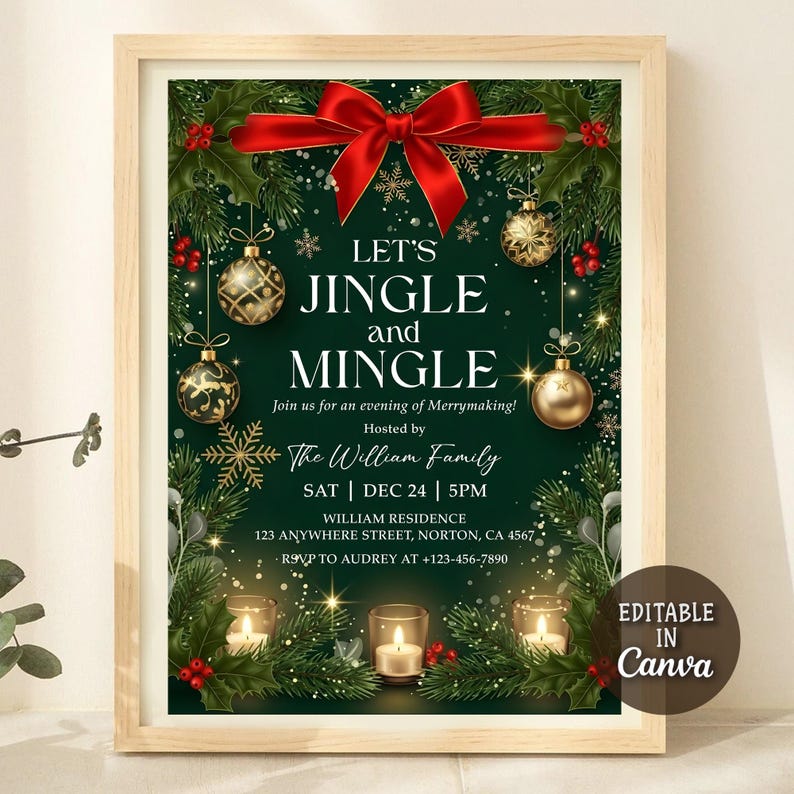 Christmas Party Invitation, Jingle & Mingle Christmas Party Invitation ...