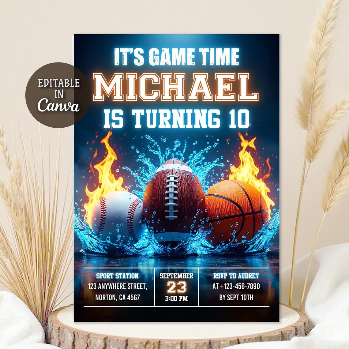 Sports Birthday Invitation, All Star Sports Invitation, Sport Theme ...