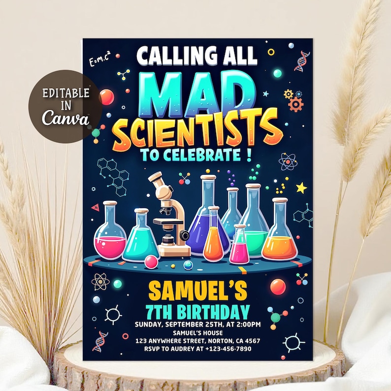 Mad Science Birthday Invitation, Science Invitation, Experiment Invite ...