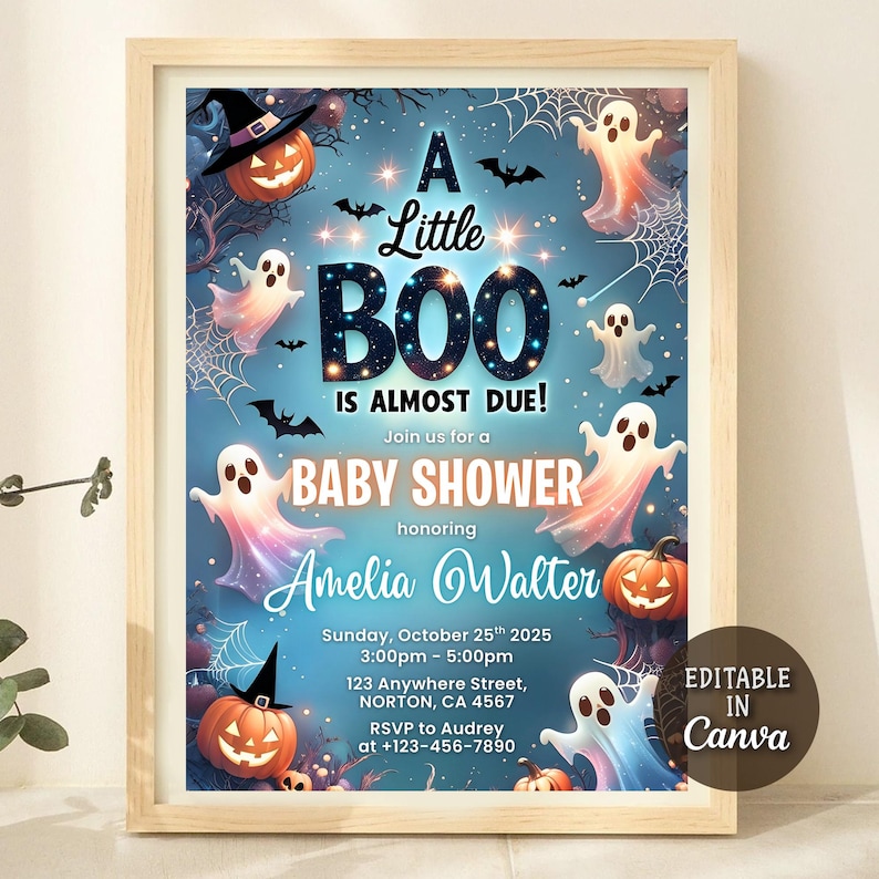 A Little Boo Baby Shower Invitation, Halloween Boy Baby Shower Invite ...