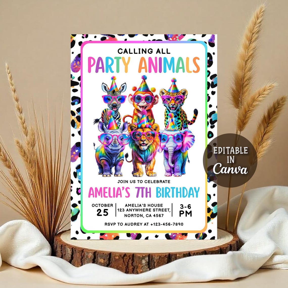 Party Animals Birthday Invitation, Wild Safari Animals Birthday Party ...