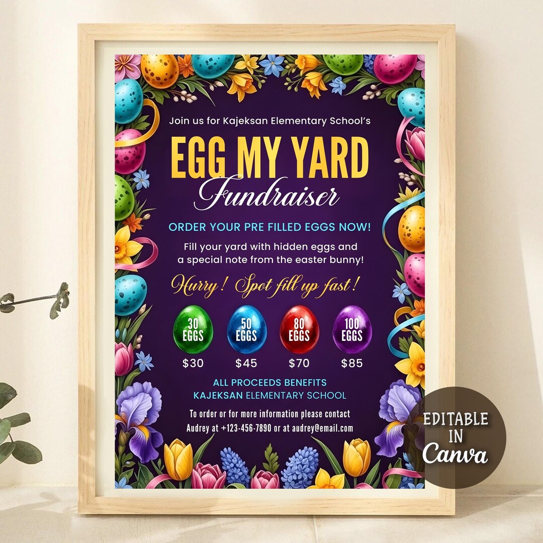 Egg My Yard Fundraiser Flyer, Easter Egg Hunt Event, School Easter ...