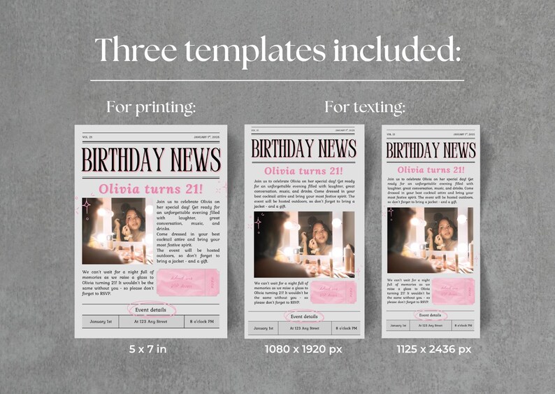 Editable Birthday Newspaper Invitation Template | Editable & Printable ...