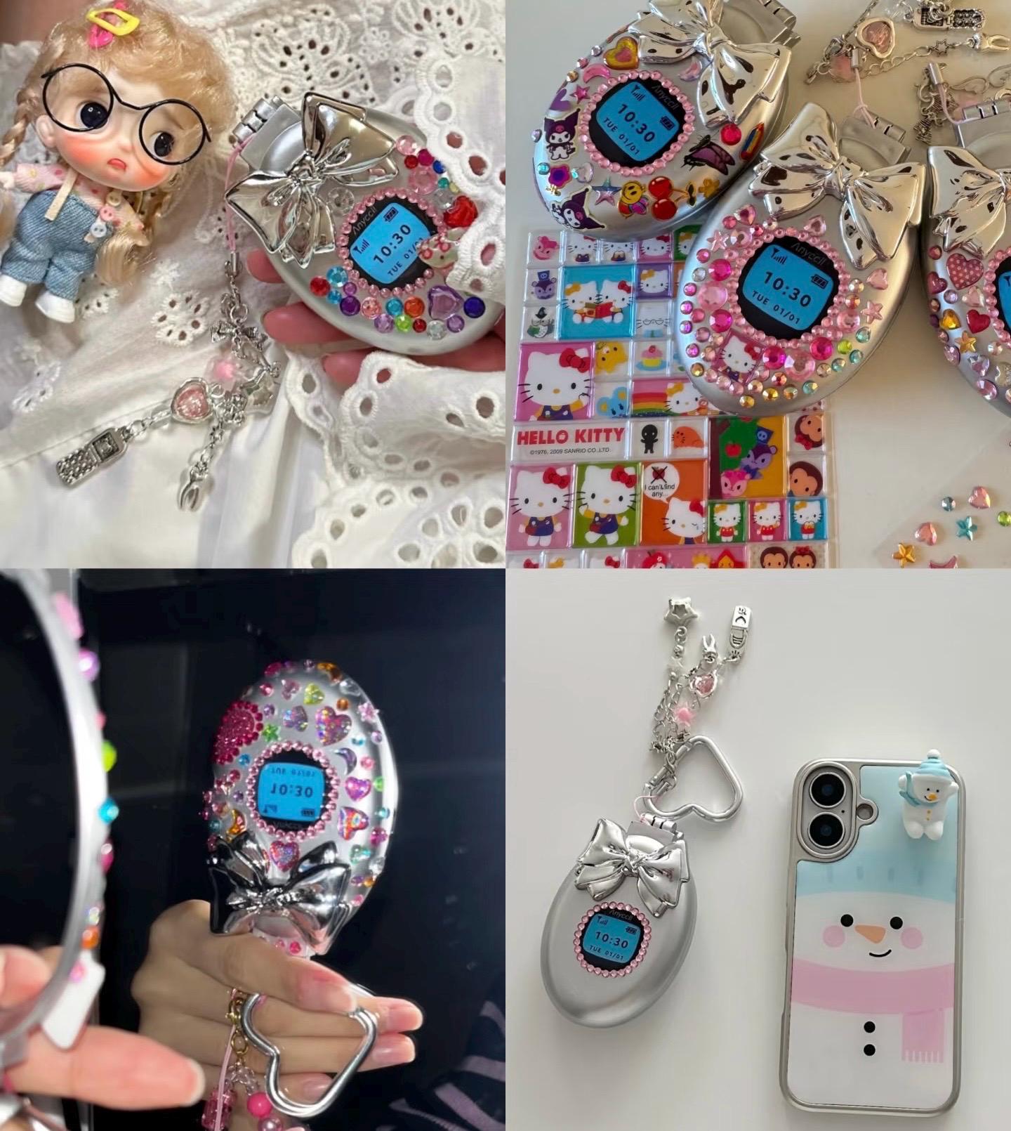 DIY Kawaii Flip Phone Keychain Kit, Personalised Keyring, Brush ...