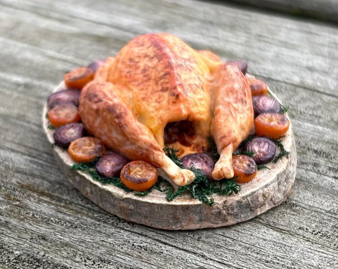 Miniature Roast Turkey and Vegetables: 1/12 Scale Dollhouse Food - Etsy