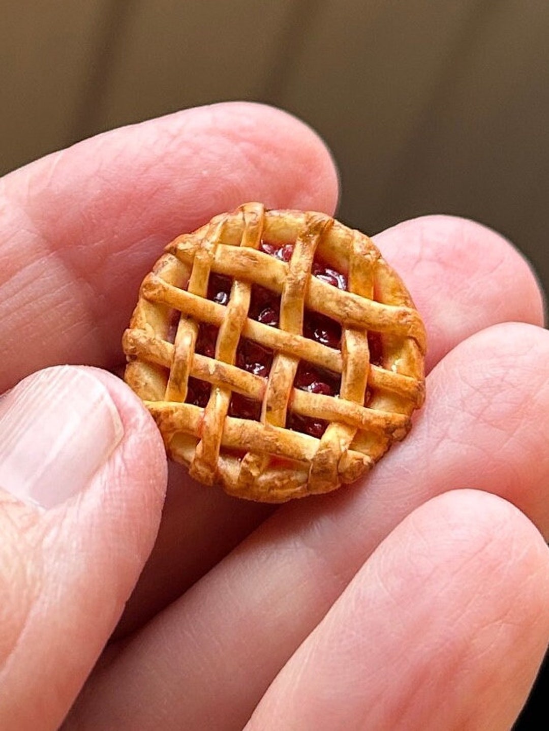 Miniature Food Cherry Lattice Tart Flan Hand Made 1/12 Dolls House 1 ...