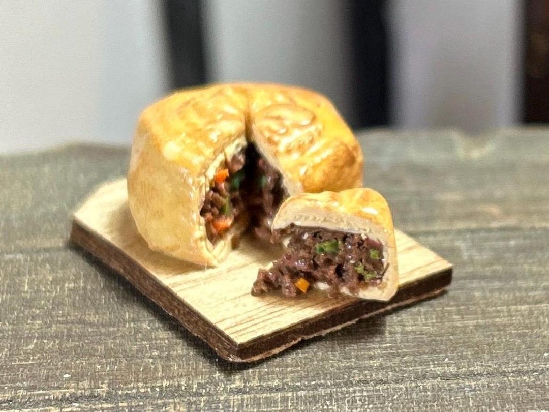 Miniature Tudor / Medieval Food Meat and Vegetable Pie With Cut Slice ...