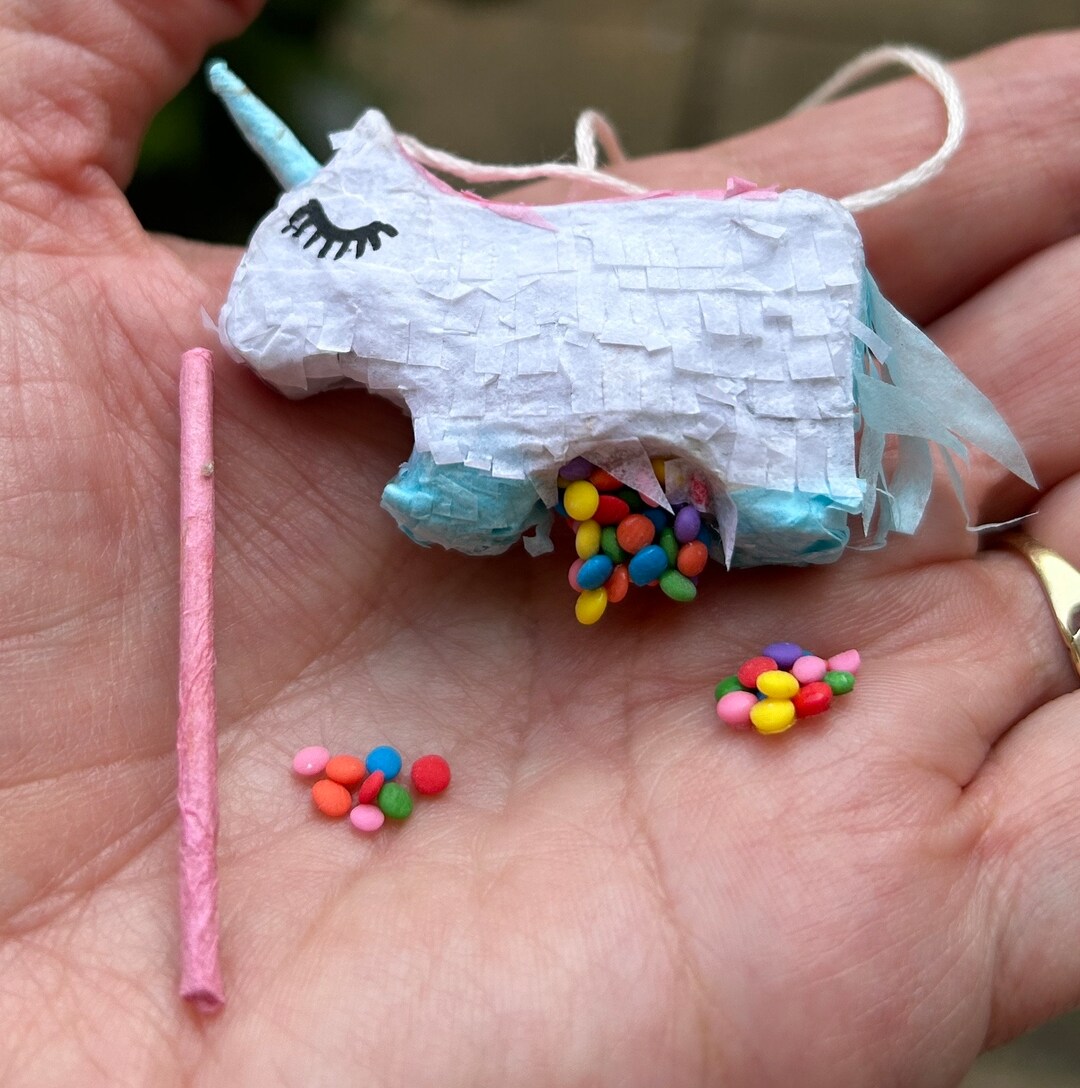 Miniature Unicorn Pinata With Sweets and Stick Hand Made 1/12 Dolls ...