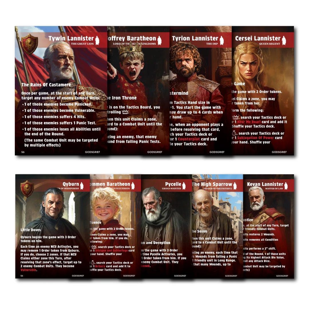 ASOIAF Custom Full Art Cards - Lannister - NCU Cards (PDF Ready for ...