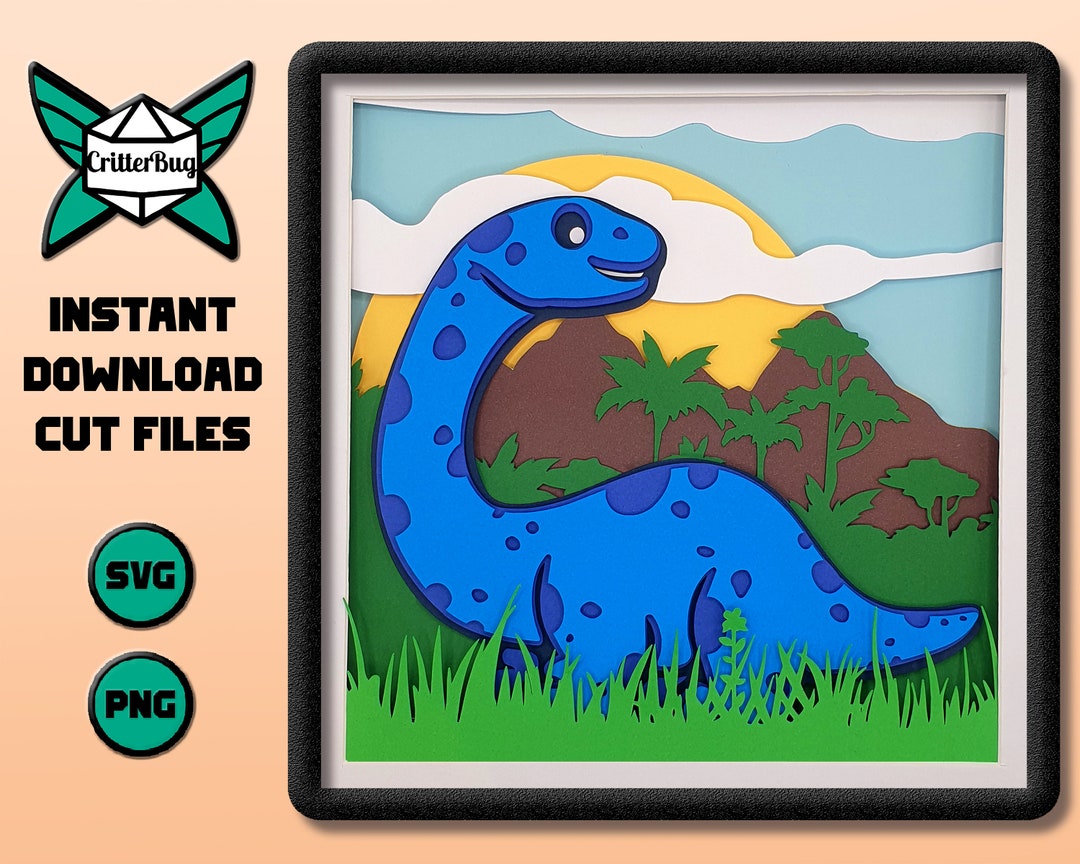 Brontosaurus / Apatosaurus Dinosaur SVG and PNG Cut Files for Shadow ...