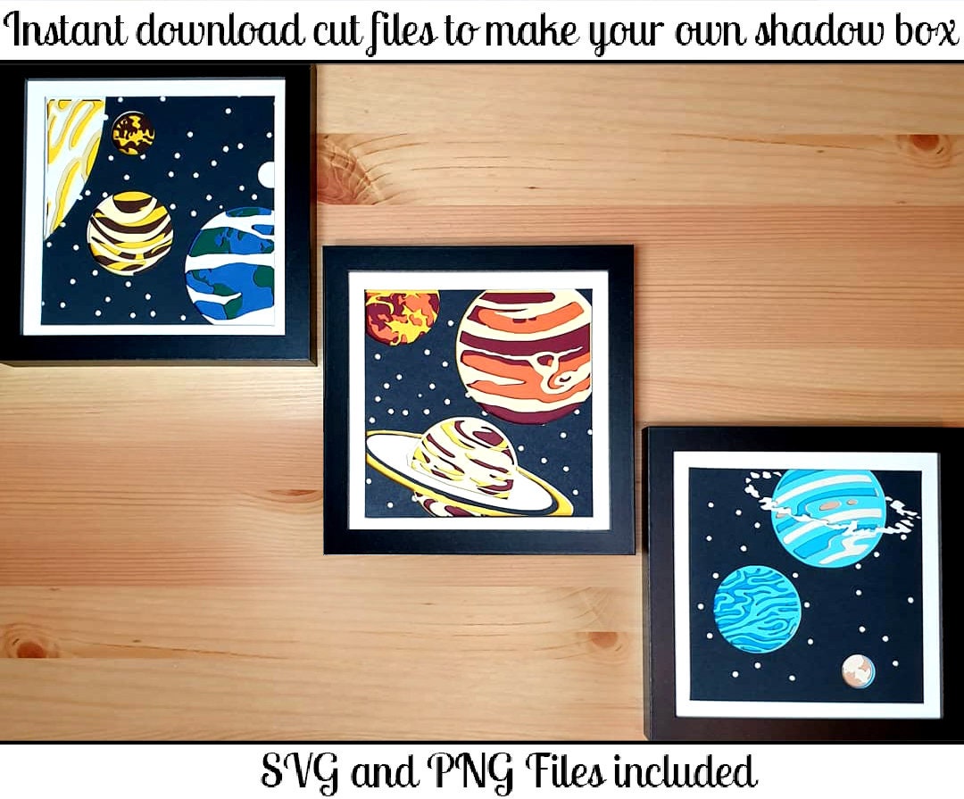 Solar System Trio Shadow Box SVG and PNG Cut Files - Etsy UK