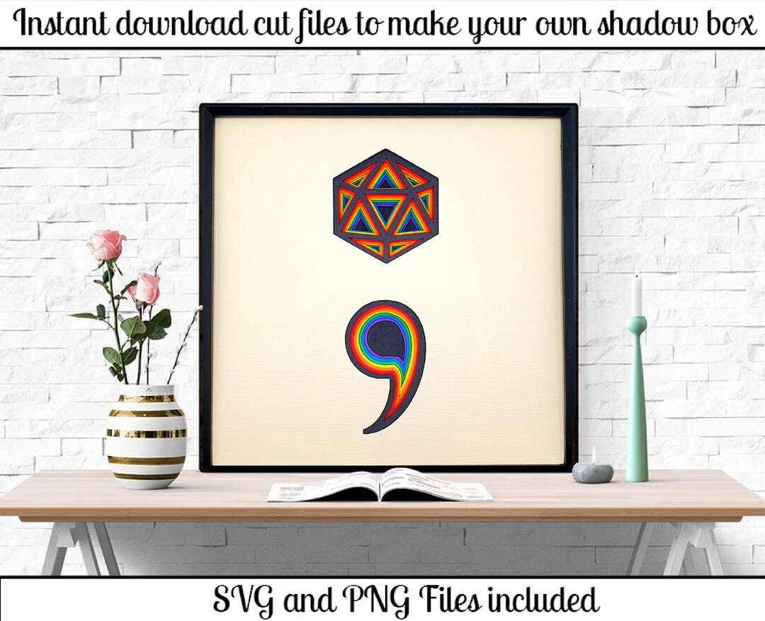 Tema ponto e vírgula com Pride e DnD D20 arquivos de corte SVG e PNG ...