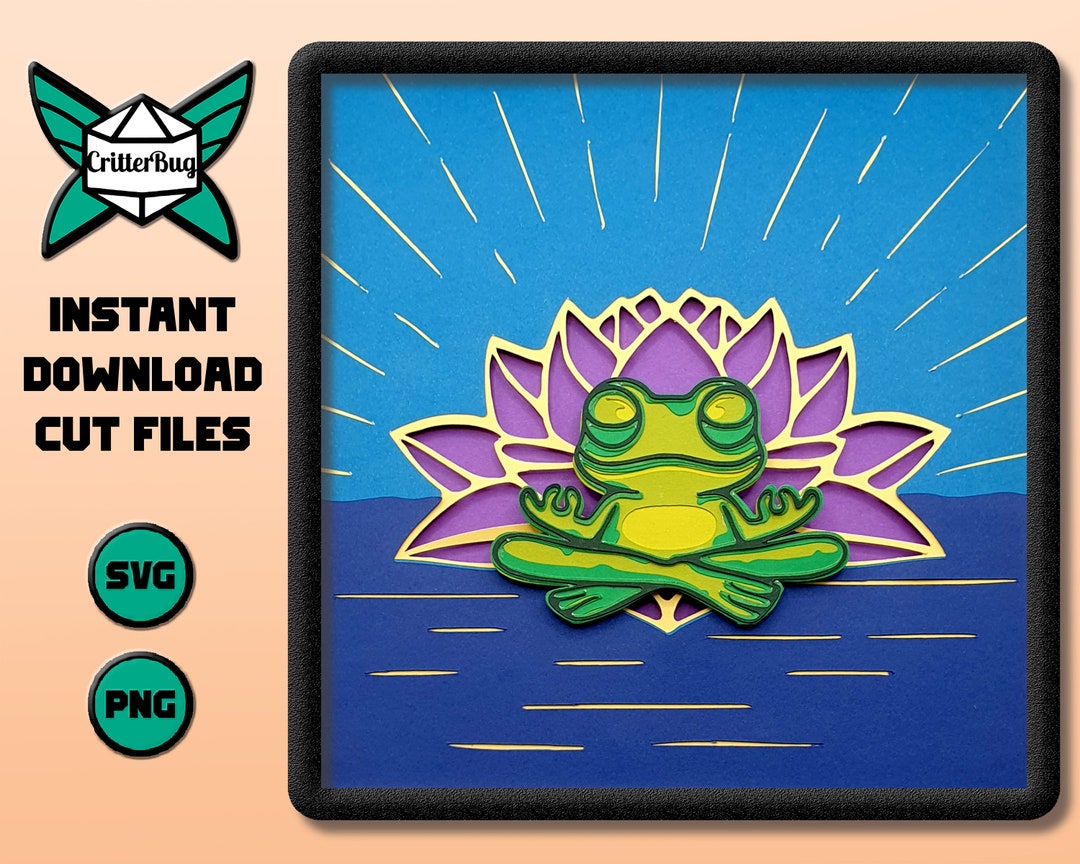 Mindfulness Meditation Frog - SVG/PNG Shadow Box Cut File - Etsy