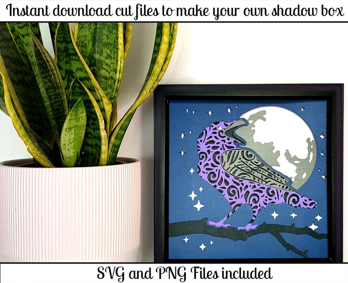 Raven SVG and PNG Cut Files for Shadow Box - Etsy