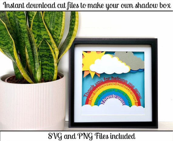 Thank You Rainbow SVG and PNG Cut Files for Shadow Box | Etsy UK