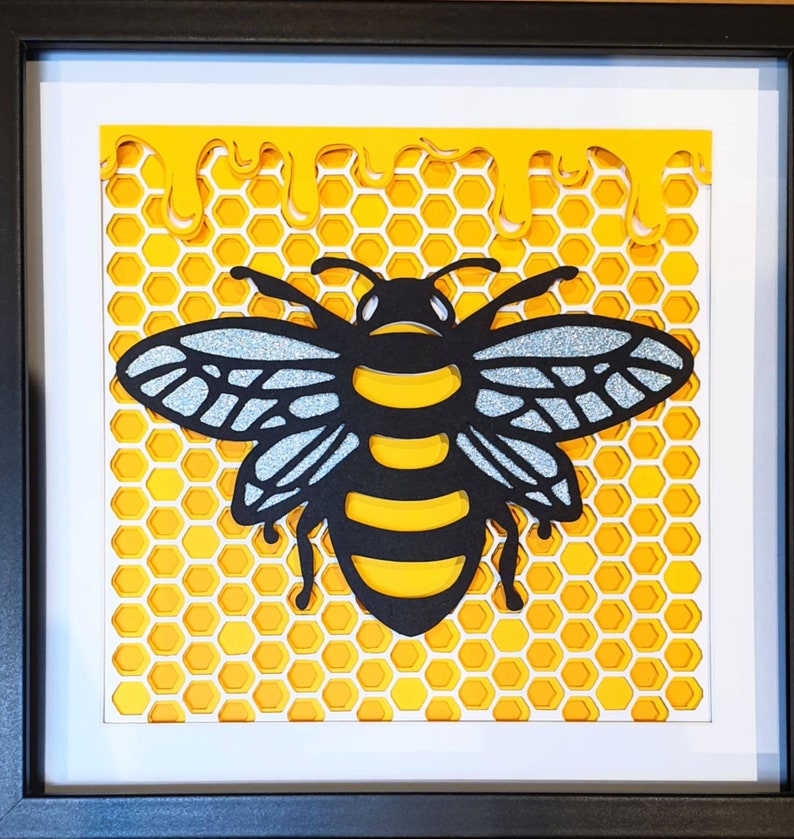 Honey Bee Shadow Box SVG and PNG Cut Files - Etsy
