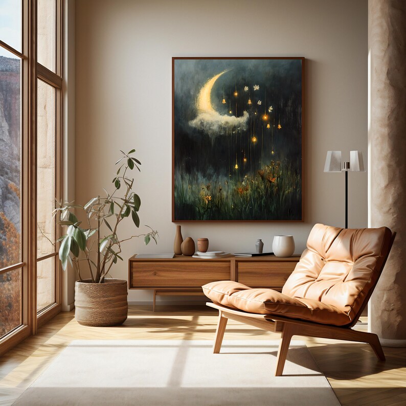 Crescent Moon and Firefly Wall Art – Dreamcore, Fairycore,whimsigoth ...