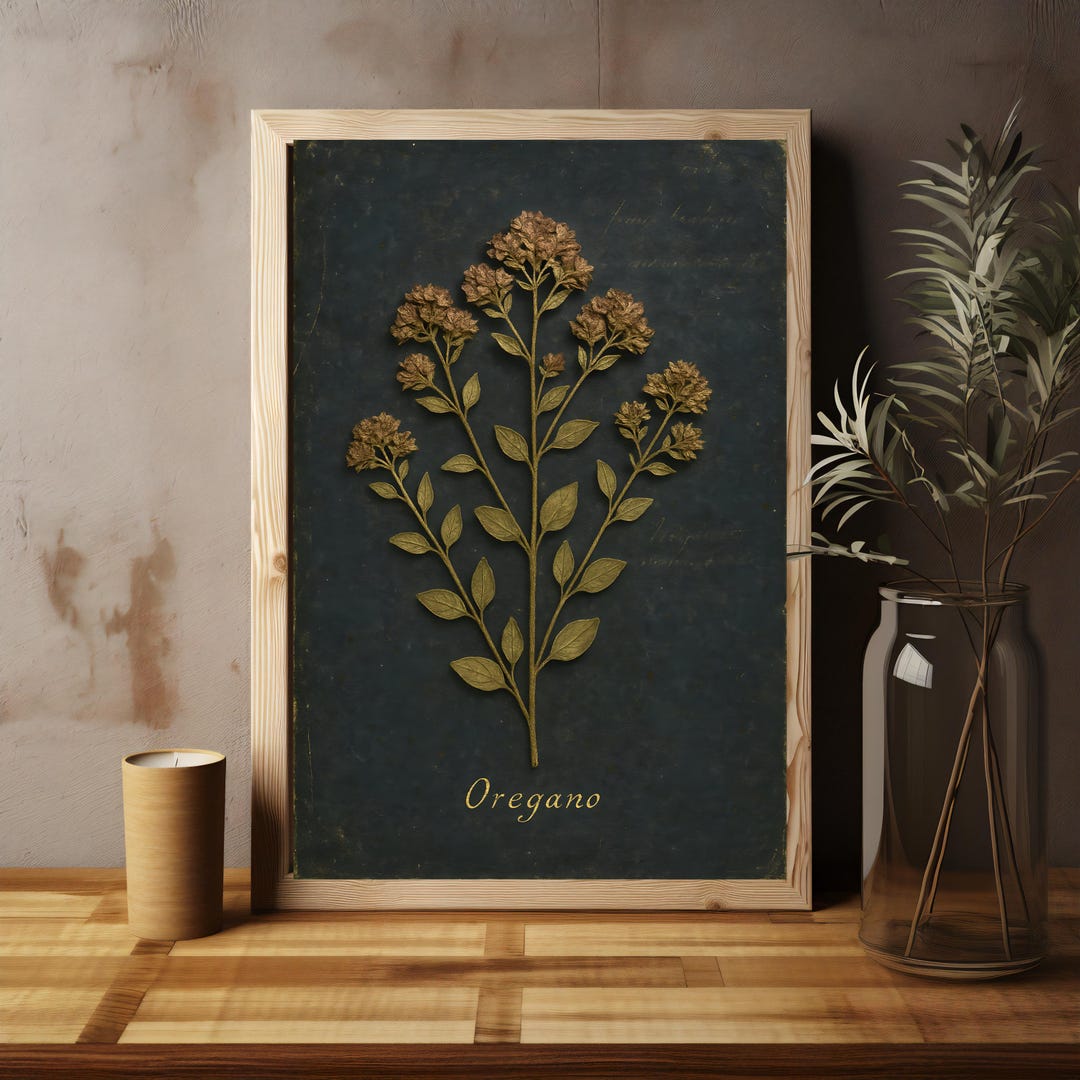 Oregano Herb Wall Art – Witchy Kitchen, Grimoire, and Dark Cottagecore ...