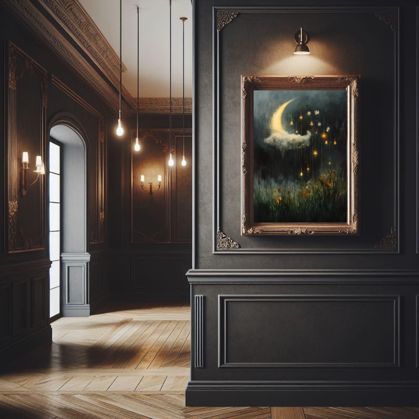 Crescent Moon and Firefly Wall Art – Dreamcore, Fairycore,whimsigoth ...