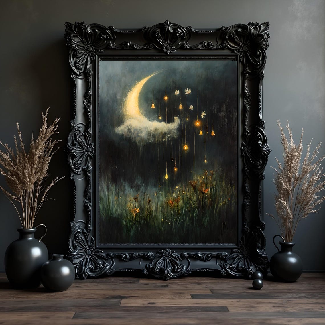 Crescent Moon and Firefly Wall Art – Dreamcore, Fairycore,whimsigoth ...