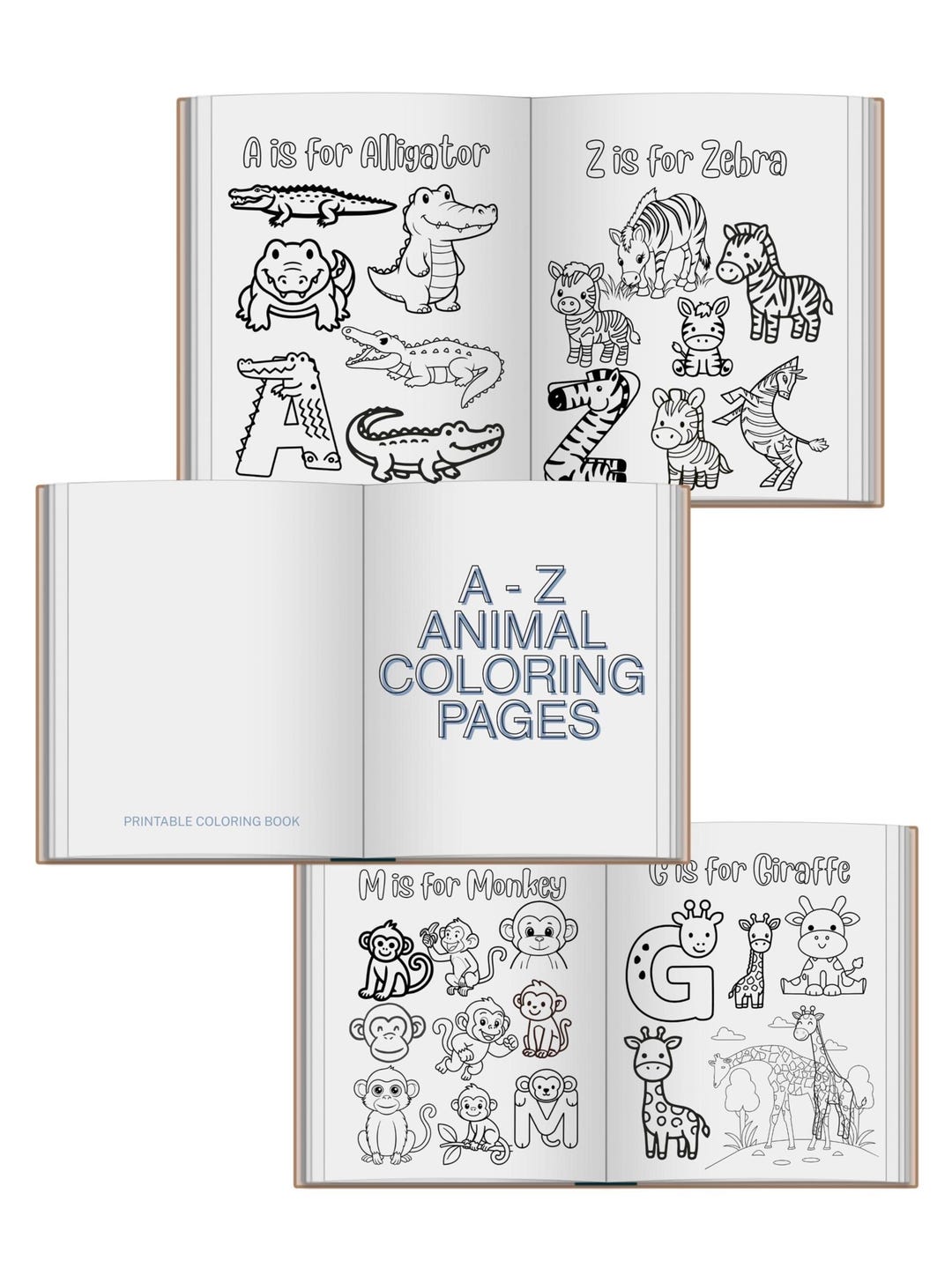 A–Z Animal Coloring Pages – Printable Alphabet Coloring Book for Kids ...