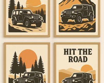 Jeep Wrangler Wall Art Set – 4 Printable Posters | Off-road Adventure ...