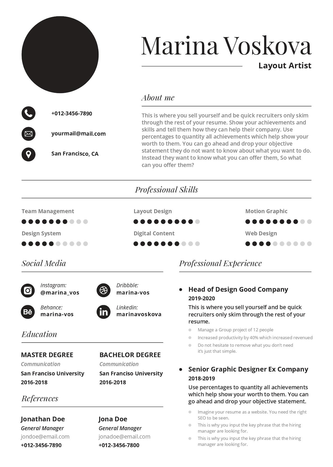 CV Template 2026 | Word, Adobe Illustrator, EPS | Instant Etsy Download ...