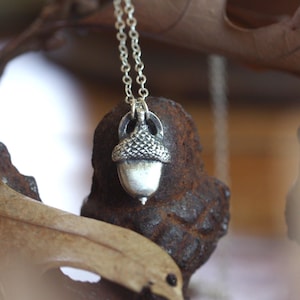 Silver Acorn Pendant, Small Oak Tree Charm, Nature Treasure Jewelry ...