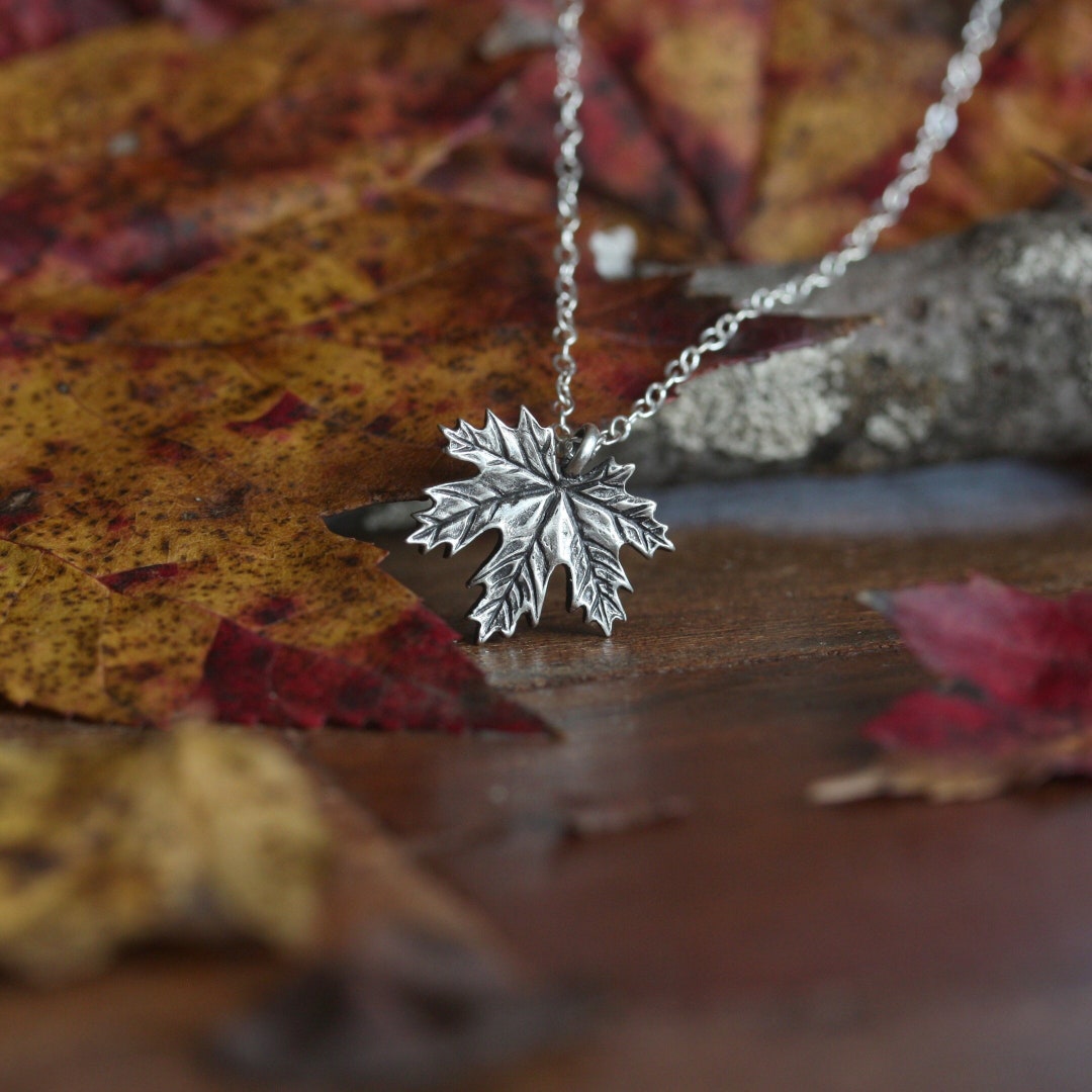 Silver Maple Leaf Charm, Sycamore Pendant, Mapleleaf Necklace, Artisan Jewelry for Nature Lovers ...