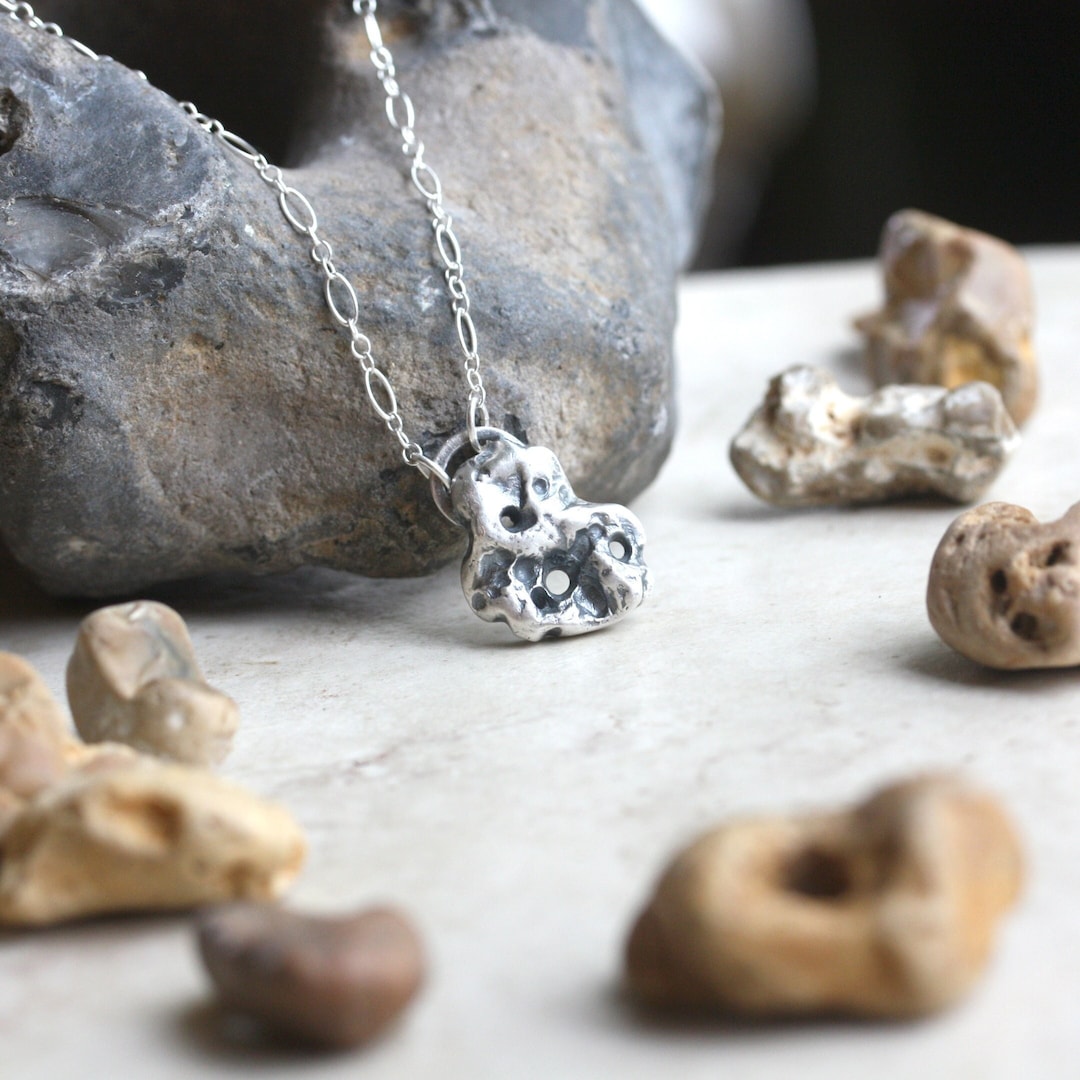 Hag Stone Necklace, Solid Silver, Adder Stone Pendant, Snakes Egg Charm ...