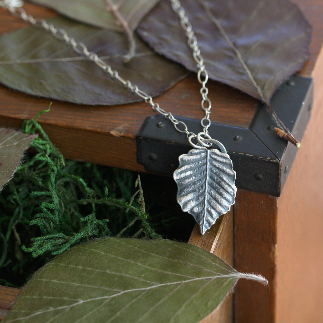 Silver Beech Leaf Necklace, Beechtree Pendant, Hand Sculpted Tree ...