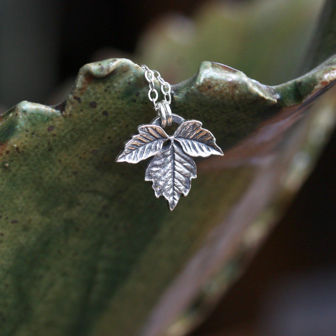 Poison Ivy Charm, Silver Poisonivy Pendant, Poisonous Plants Necklace ...