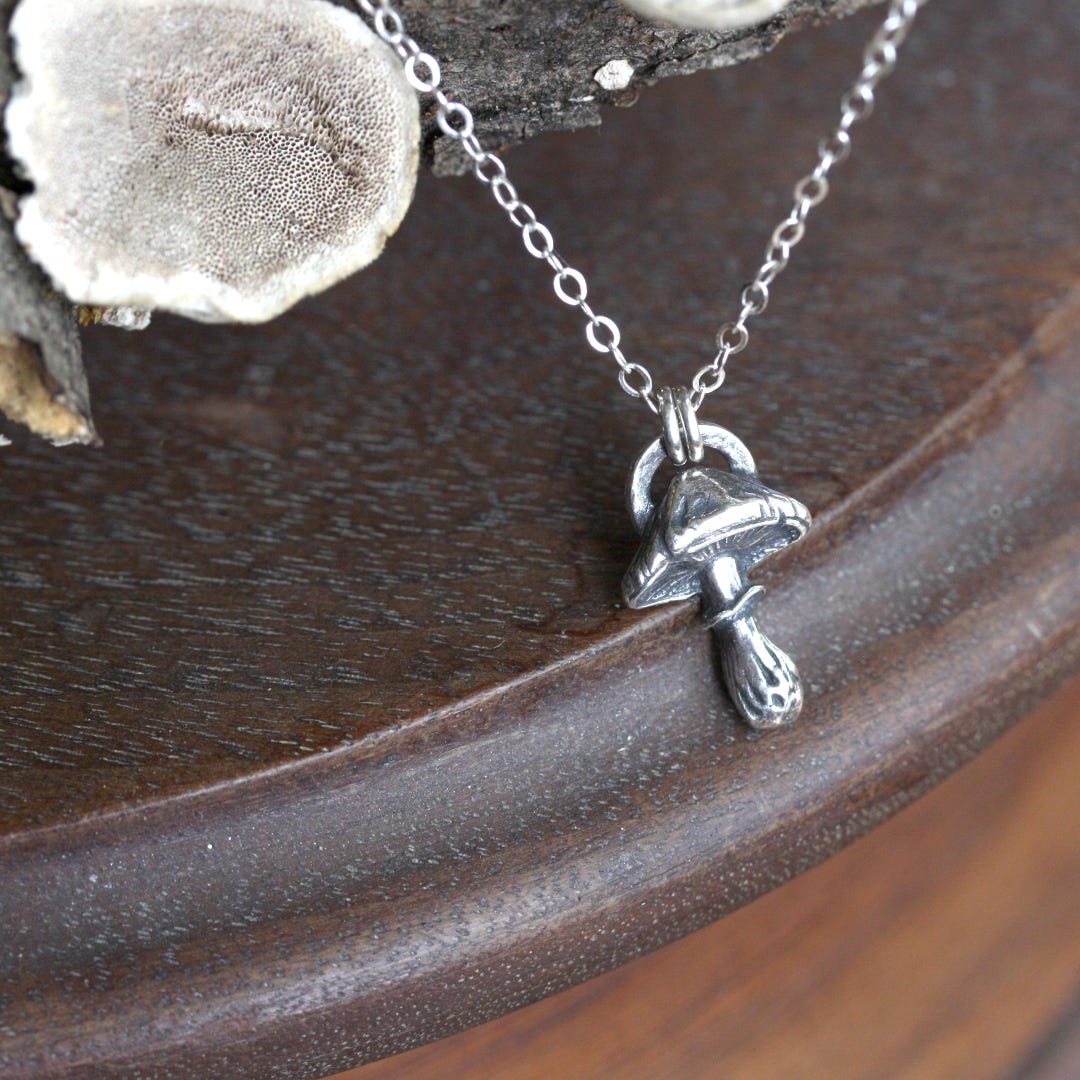 Silver Mushroom Charm Necklace, Toadstool Pendant, Woodland Jewelry for ...