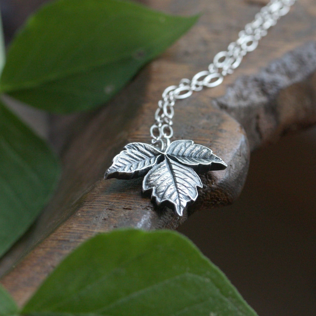 Silver Poison Ivy Leaf Necklace, Poisonous Plant Pendant, Witchcore ...