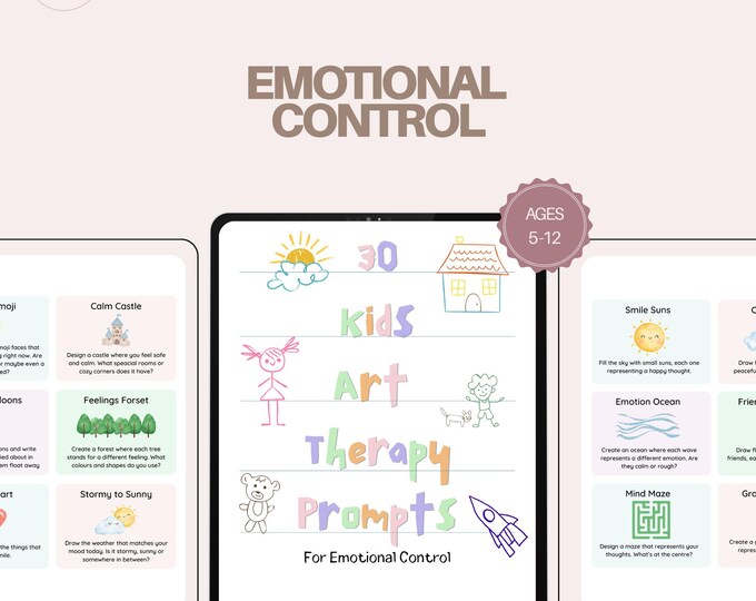Kids Art Therapy Prompts: Emotional Control Workbook (digital PDF) - Etsy