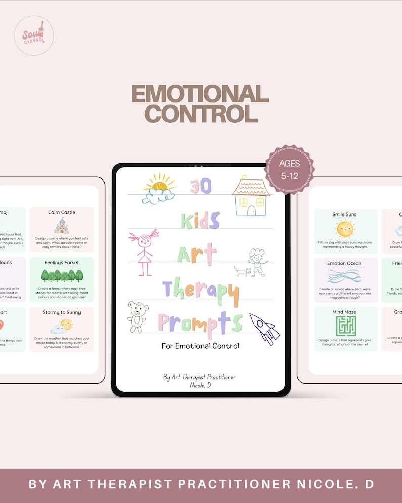Kids Art Therapy Prompts: Emotional Control Workbook (digital PDF) - Etsy